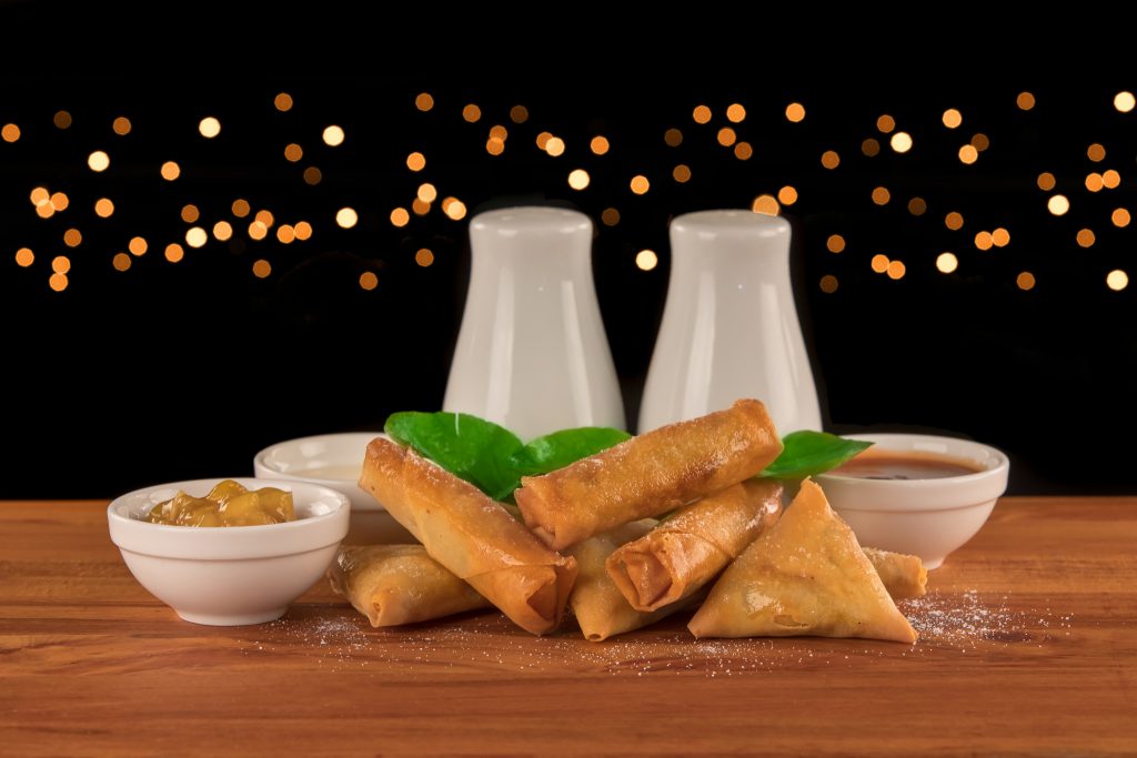 Mini Spring Rolls and Samosa with Dipping Sauce | Yellow House